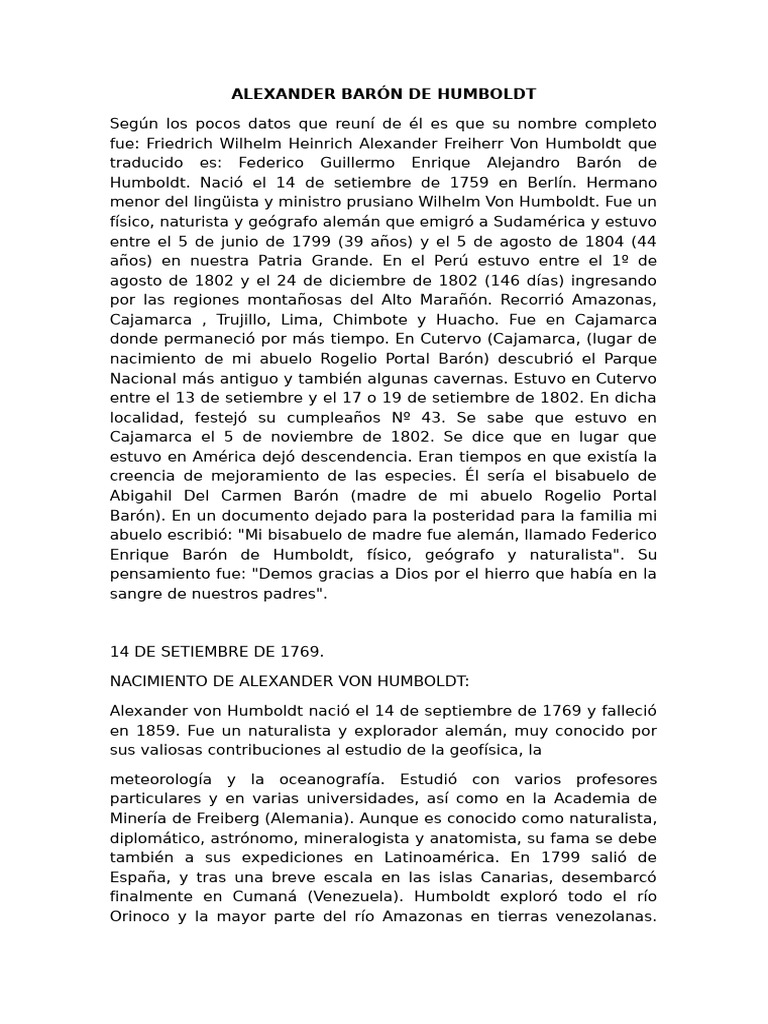 Alexander Barón de Humboldt | PDF | Science | Ciencias de la Tierra