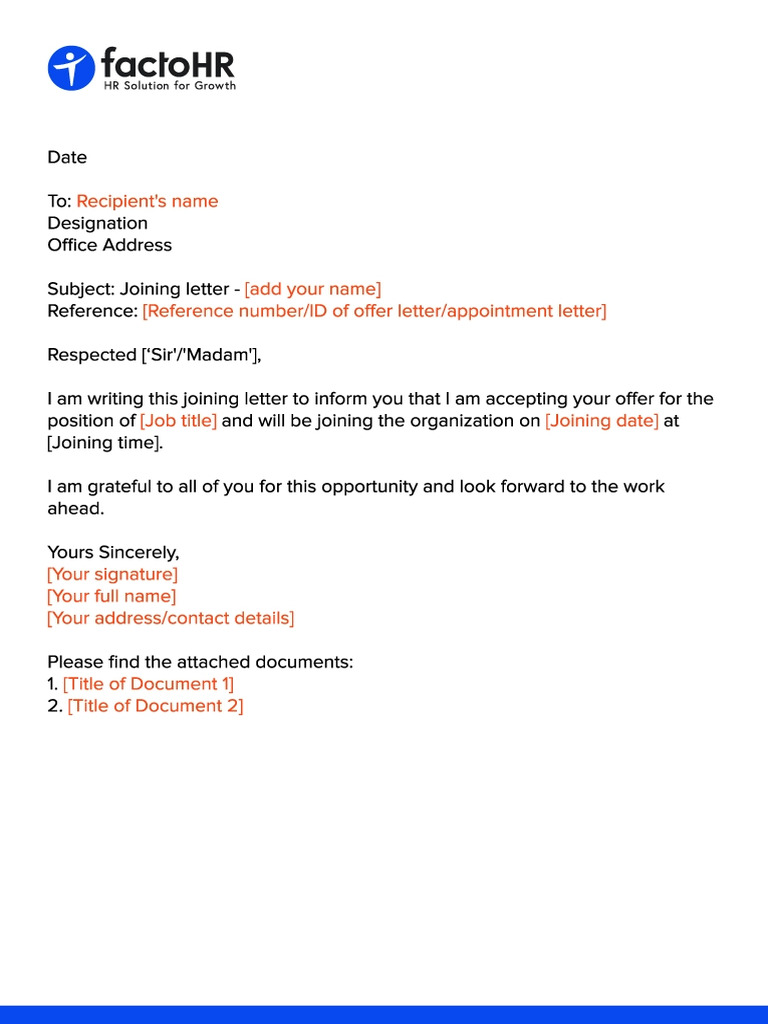 Joining Letter Format | PDF