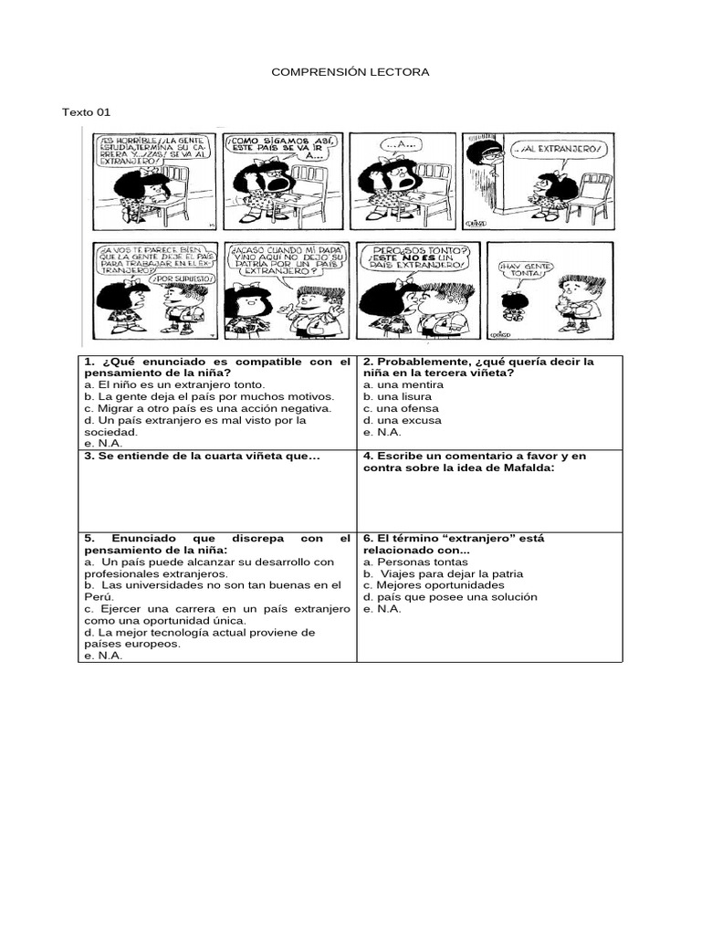Preguntas de Comprensión Lectora para Niños | PDF