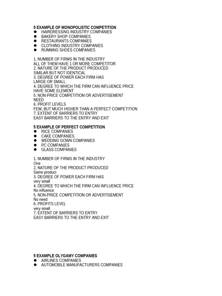 5 Example of Monopolistic Competition | PDF
