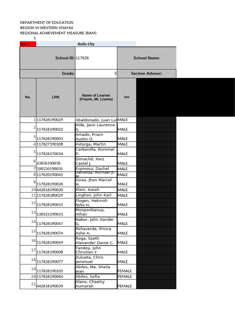 2025 Grade 5-Passionate Class-Scoresheet - Elementary - v2.0-RAM | PDF