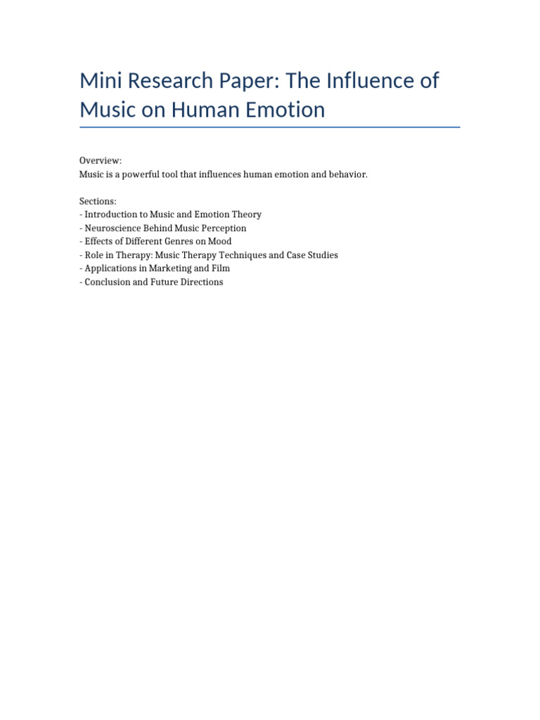 Music and Emotion Research Paper | PDF