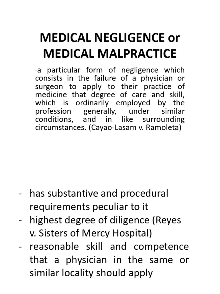 Medical Malpractice or Medical Negligence | PDF | Negligence | Medicine