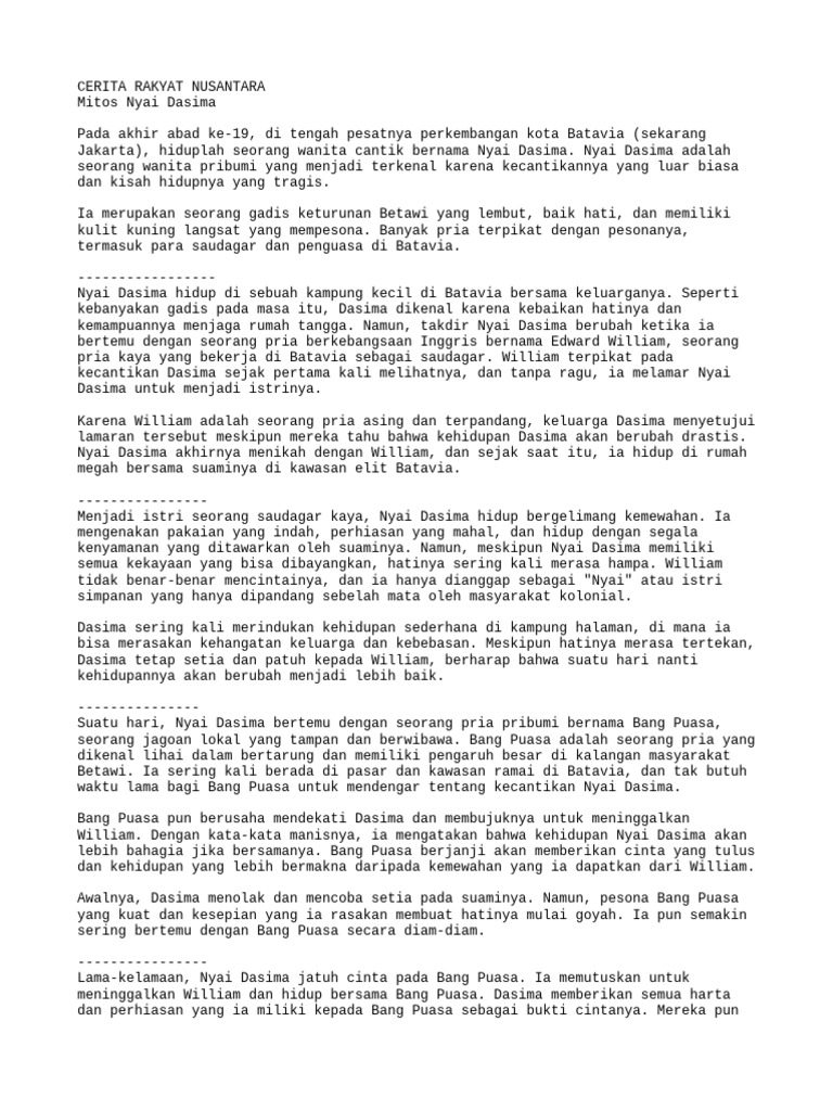 Mitos Nyai Dasima | PDF