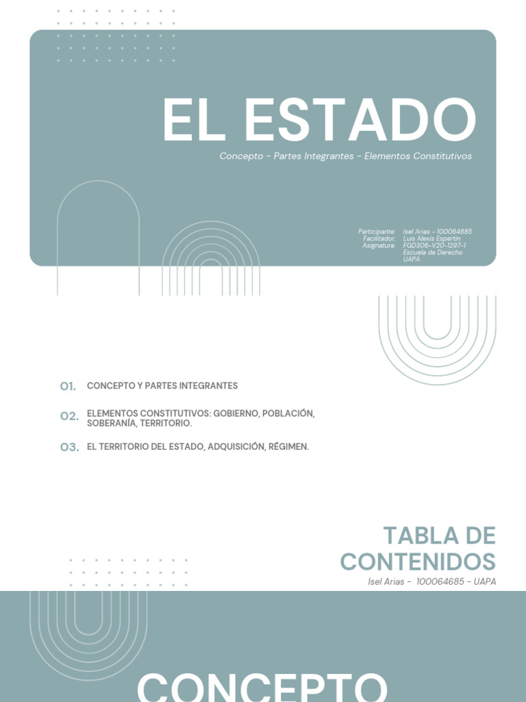 Diapositiva Isel Arias 100064685 - El Estado | PDF | Estado (política) | Constitución
