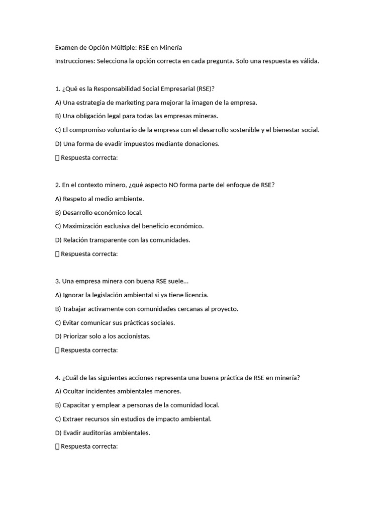 Examen de Opción Múltiple Semana 12 Examen | PDF | Responsabilidad ...