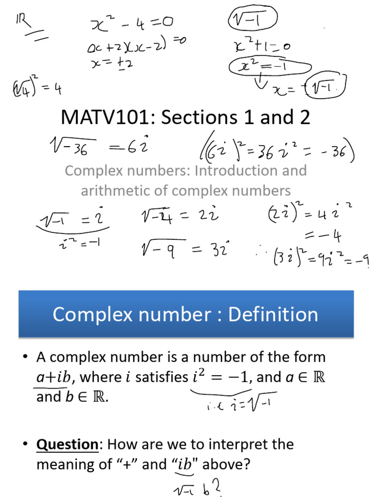 Complex Numbers - Sections 1.1 and 1.2 Complete INKED Slides | PDF | Complex Number | Multiplication