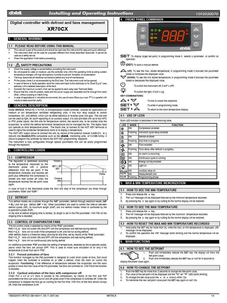 XR70CX - Dixell 110 Volt | PDF | Relay | Power Supply
