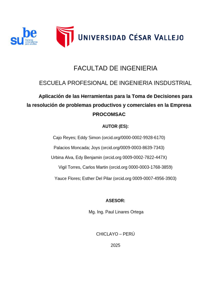 Grupo 4 Informe Herramienta para La Toma de Decisiones | PDF | Toma de decisiones | Planificación