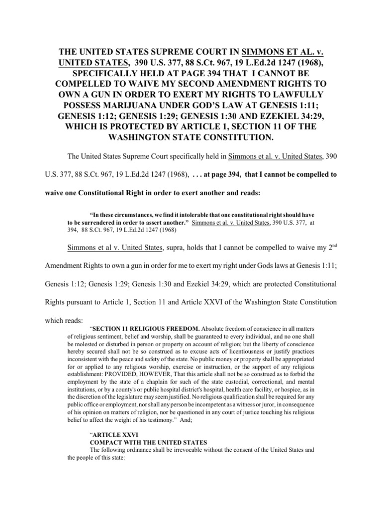 No Marijuana Waiver of Gun Rights | PDF | Epistle To The Colossians