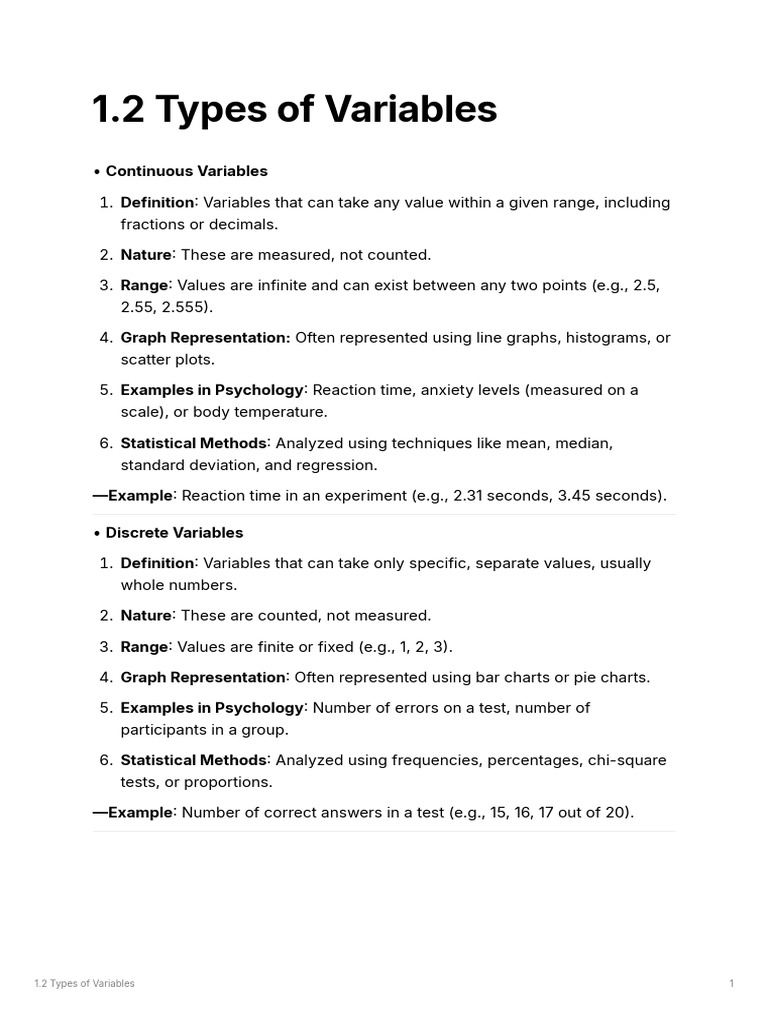 1.2 Types of Variables - 1 | PDF