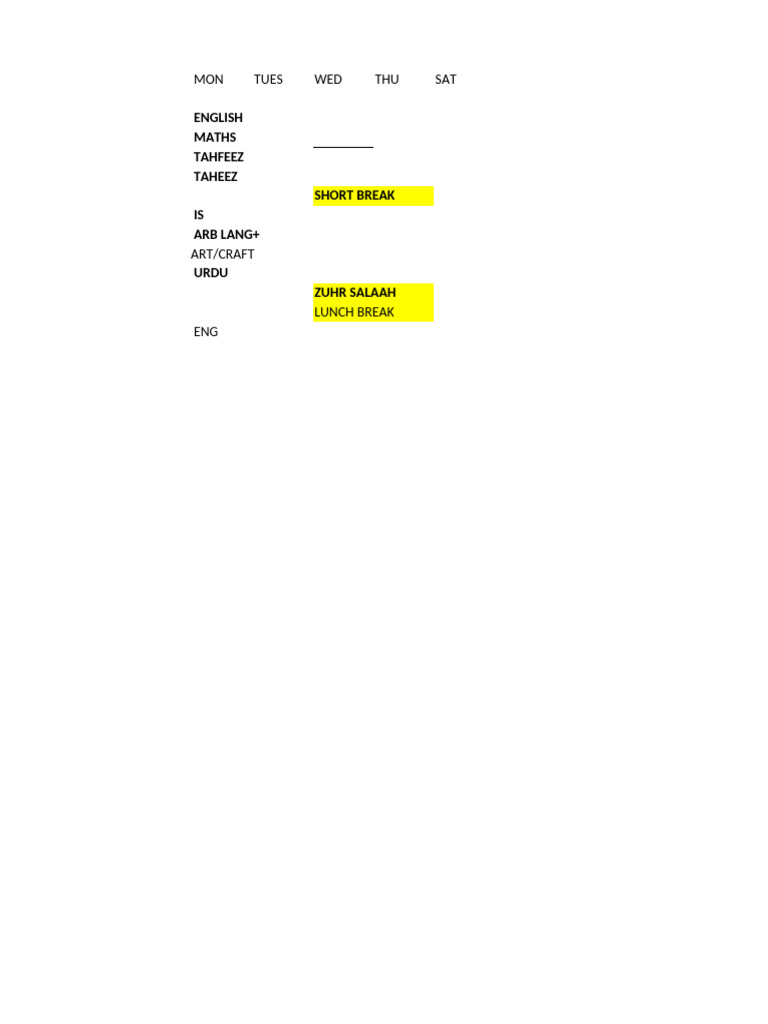 Time Table | PDF