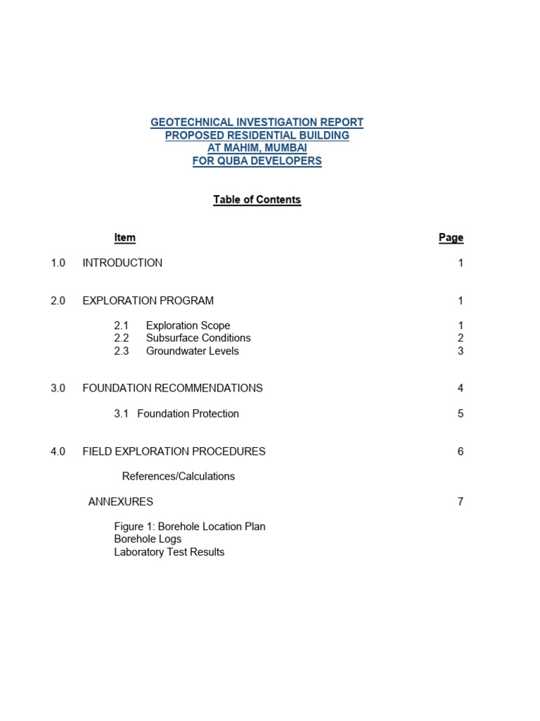 Geotechnical Report for Mahim Building | PDF | Deep Foundation ...