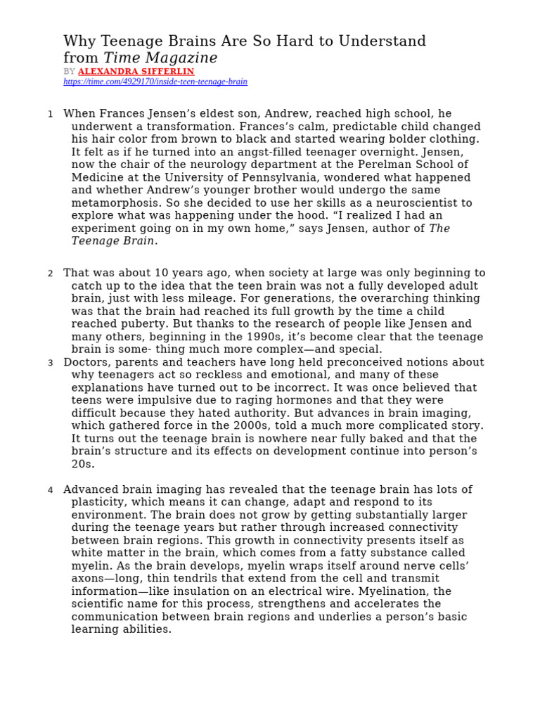 Understanding Teenage Brain Development | PDF | Adolescence | Brain