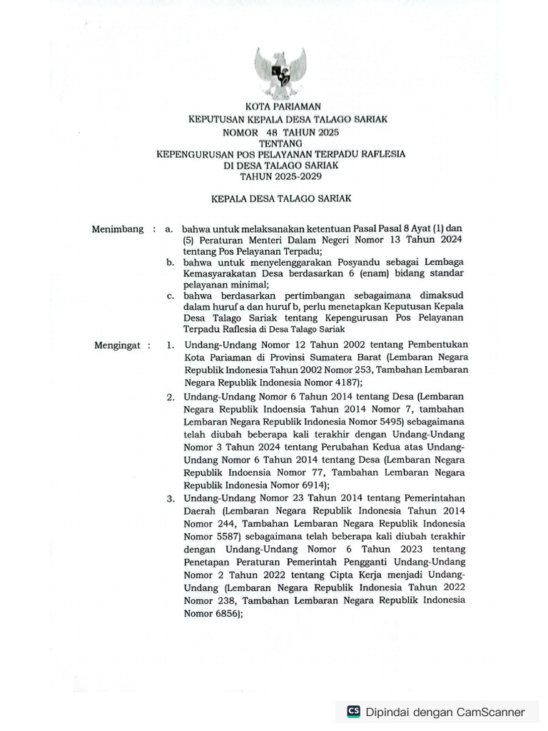 Kepengurusan Pos Pelayanan Terpadu Raflesia | PDF