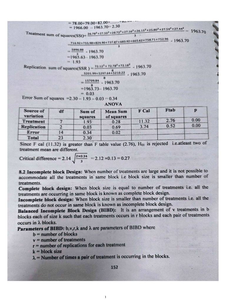 Incomplete Block Design | PDF