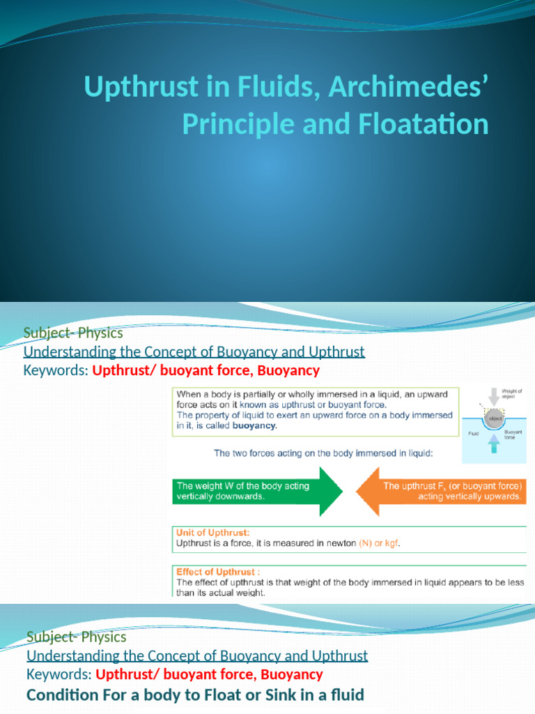 Up Thrust | PDF | Buoyancy | Liquids