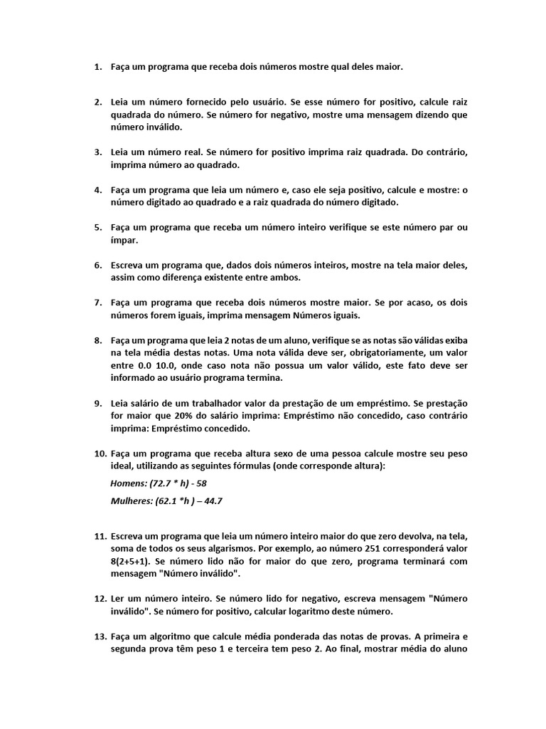 Lista de Exercicios 2 | PDF | Triângulo | Números