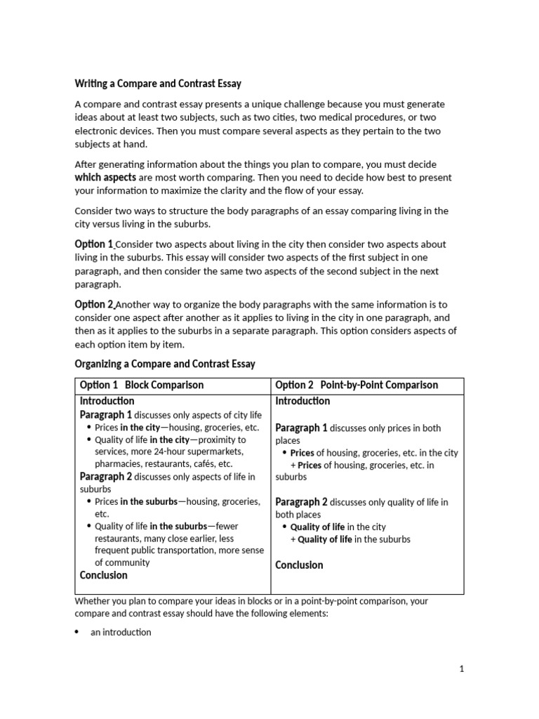 Compare and Contrast Essay Instruction Pp.138-140 | PDF | Essays | Suburb