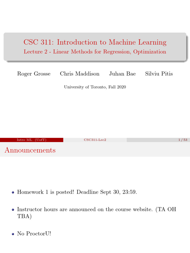 Lecture 0.2 - Linear Methods For Regression, Optimization | PDF | Mathematical Optimization ...