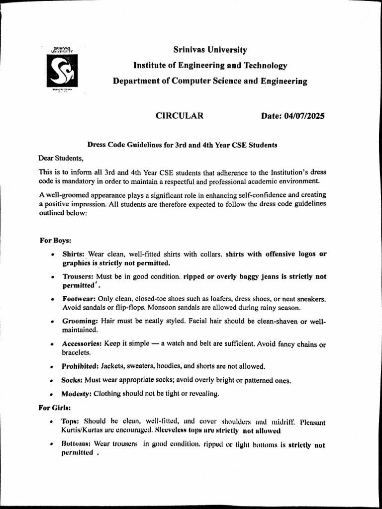 Discipline - Dress Code Guidelines | PDF