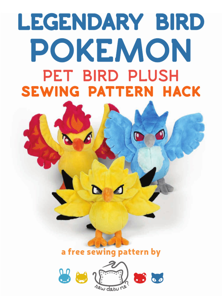 Legendary Bird Pokemon Pattern Hack | PDF | Sewing | Seam (Sewing)