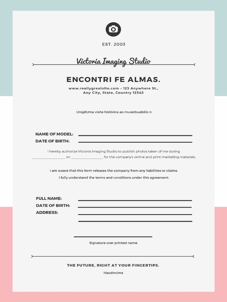 Pastel Simple Bordered Photo Release Form Permission Slip Document ...