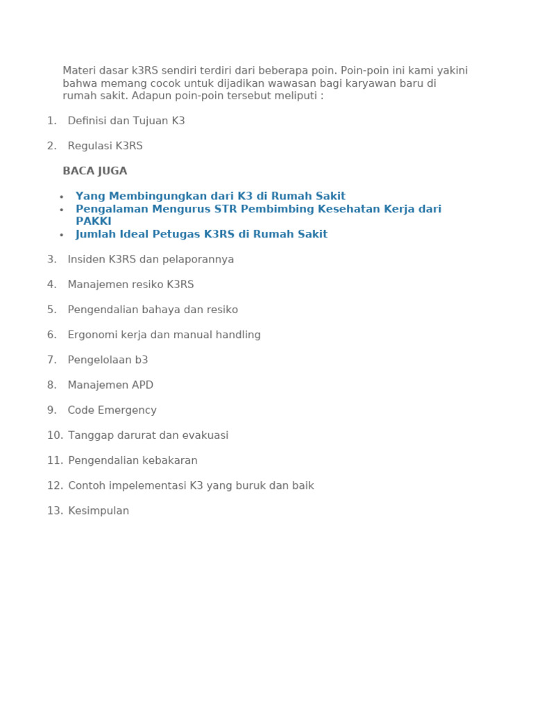 Panduan K3RS untuk Karyawan Baru | PDF