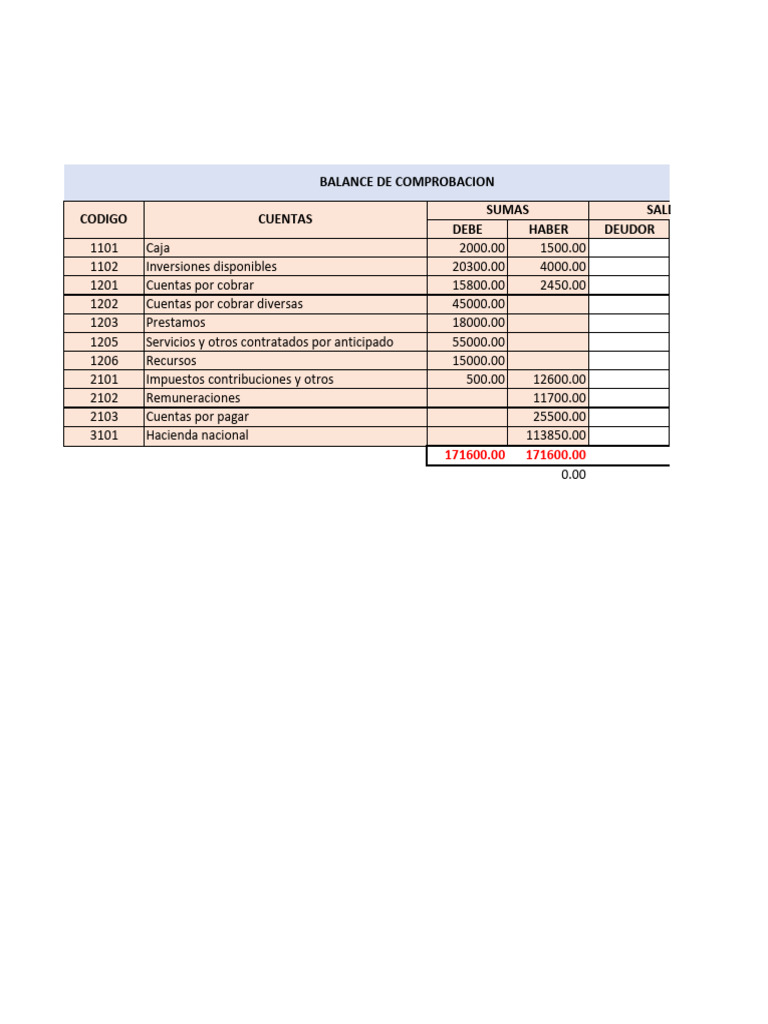 Practica de Balance de Comprobacion | PDF