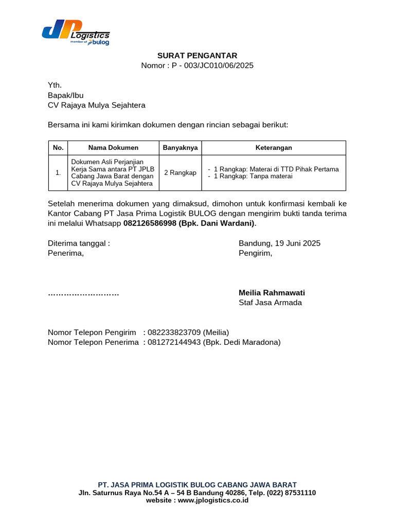 Surat Pengantar Dokumen (Format Baru) | PDF