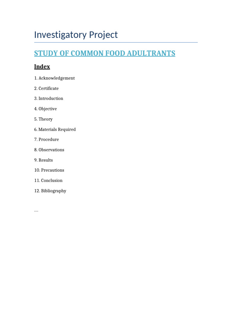 Food - Adulterants - Project Chemistry Class 12 CBSE | PDF | Chili ...