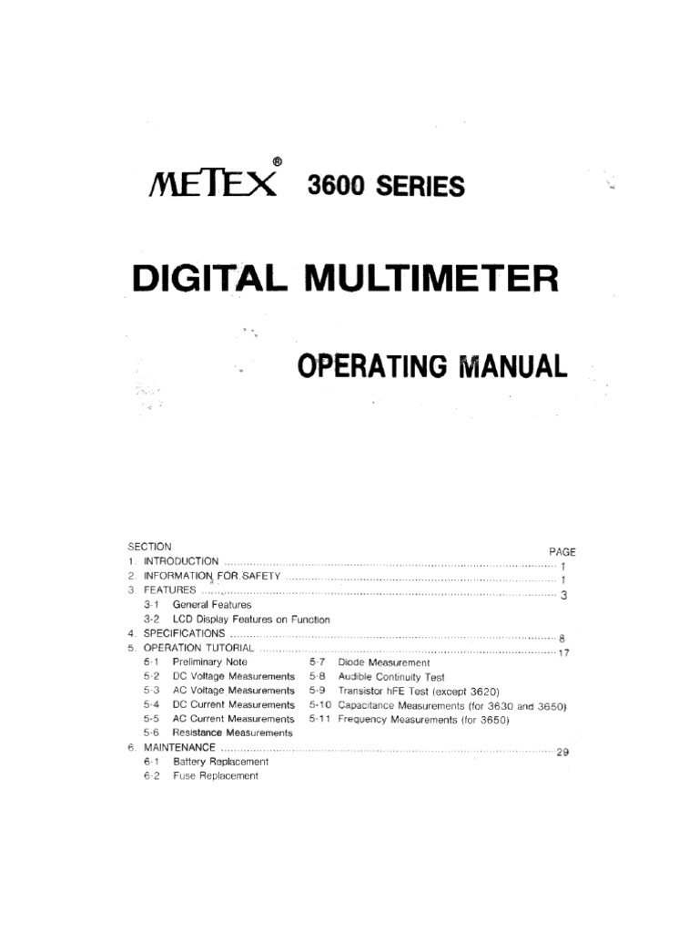METEX 3600 Series Operating Manual | PDF