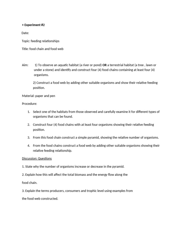 Lab 2 Food Chains and Food Webs | PDF | Food Web | Natural Environment