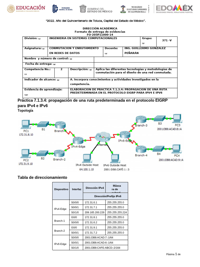 7.1.3.4 Packet Tracer - Propagating A Default Route in EIGRP | PDF | Yo Pv6 | Enrutador ...