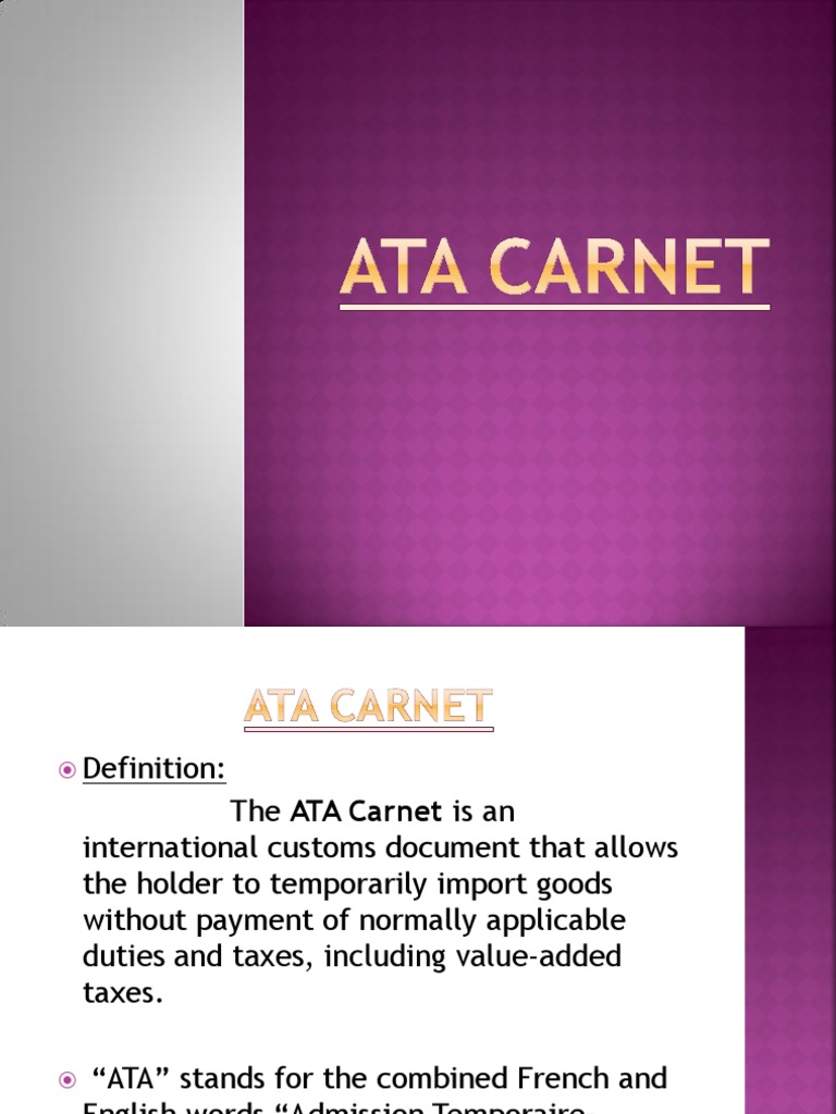 ATA Carnet: Temporary Duty-Free Imports | PDF | Finance & Money ...