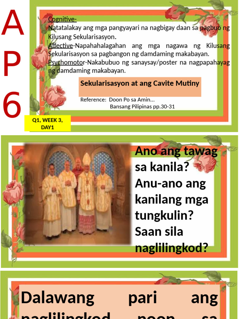 AP6 Q1 WEEK3 DAY1 Sekularisasyon at Ang Cavite | PDF