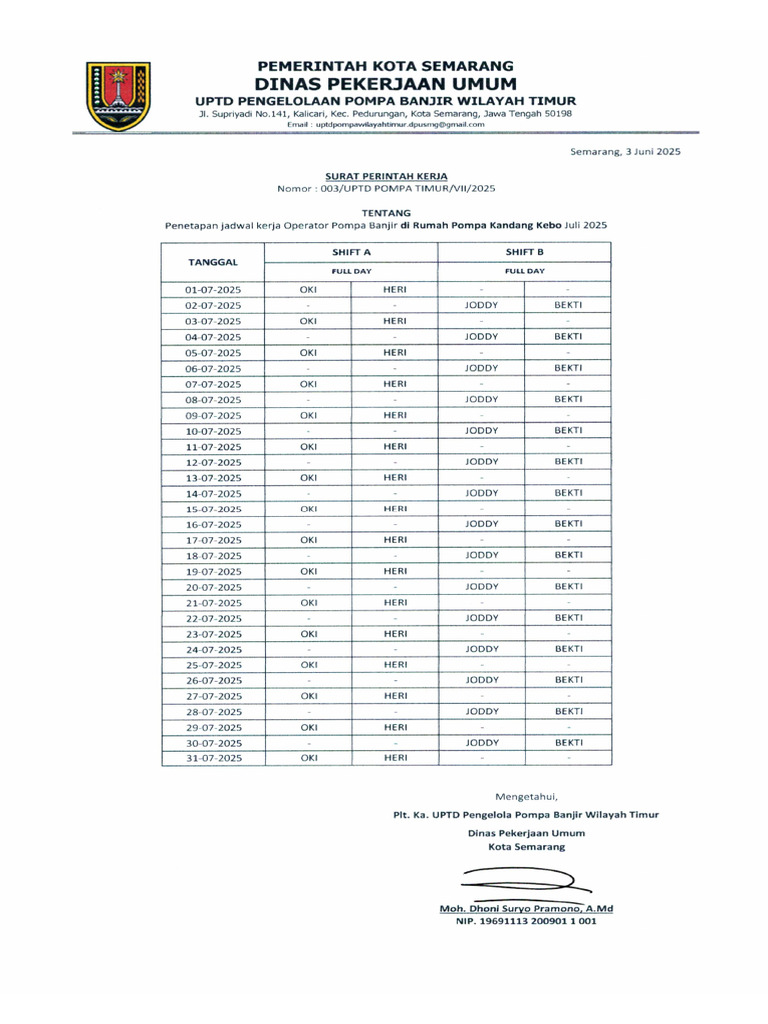 Jadwal Kandang Kebo Juli 2025 | PDF