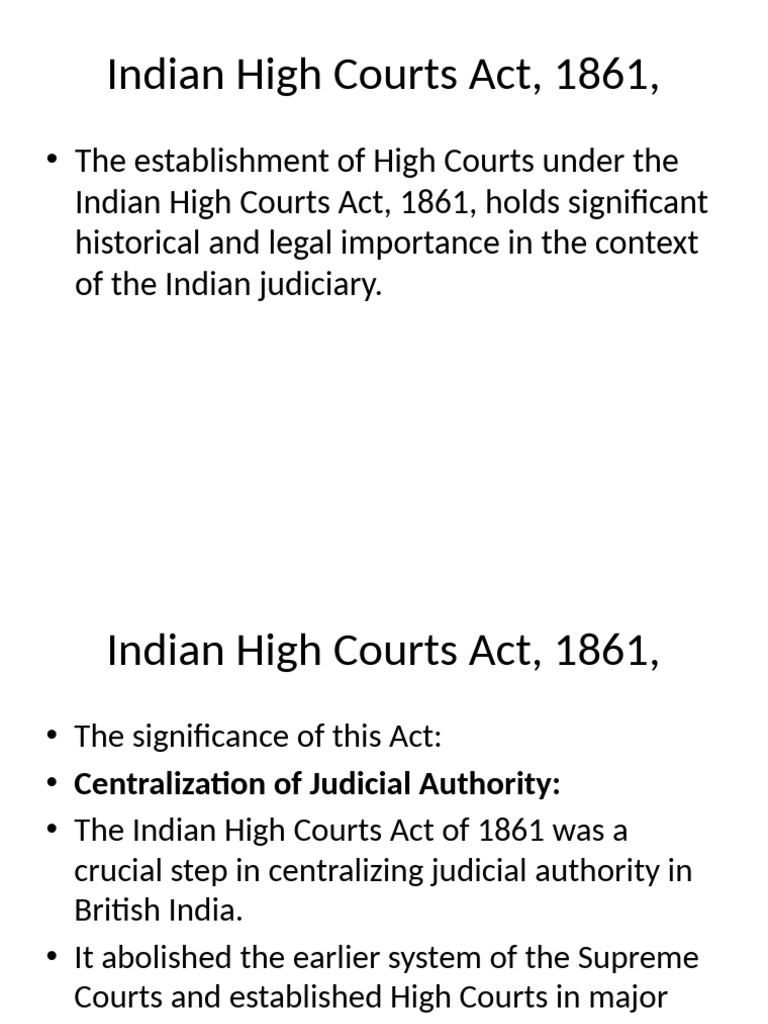 Overview of the Indian High Courts Act 1861 | PDF | Political Law ...