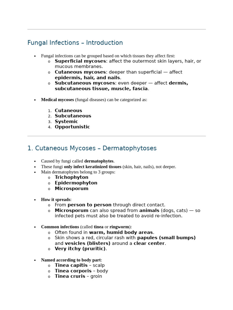Fungal Infections Easy | PDF | Mycology | Microbiology