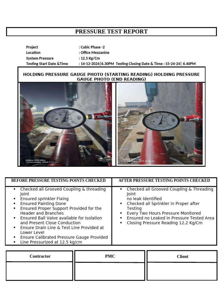 Cubic Pressure Test Report | PDF