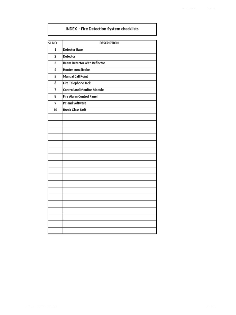 F031-QC MEP Fire Detection CHK List 10 Nos | PDF | Electromagnetic ...