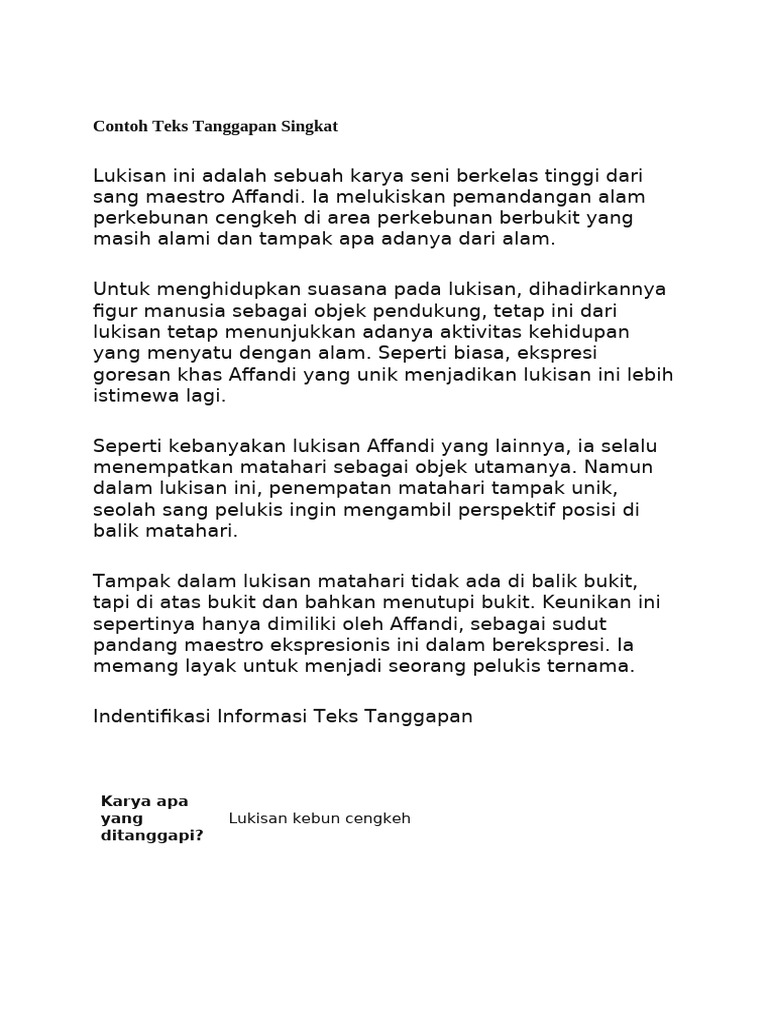 Contoh Teks Tanggapan Singkat | PDF
