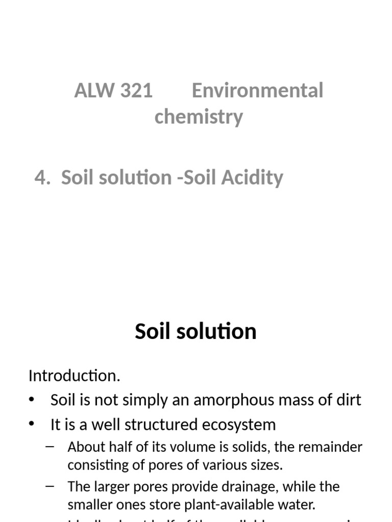 Soil Solution and Acidity Explained | PDF | Soil | Ph