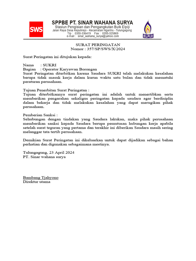 Surat Peringatan | PDF