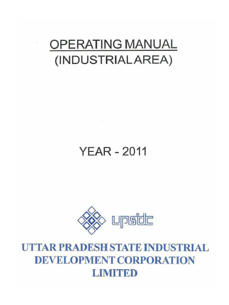 UPSIDC Operating Manual (Industrial Area) Year 2011 | PDF