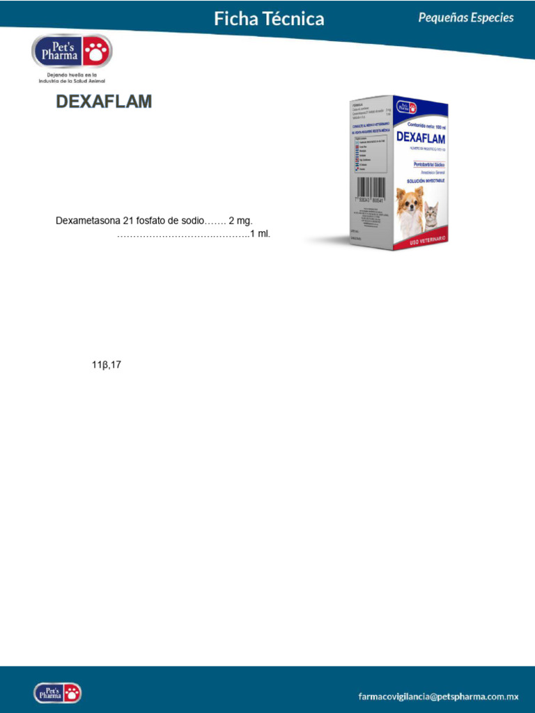 Uso y dosis de Dexaflam en veterinaria | PDF | Corticosteroides ...