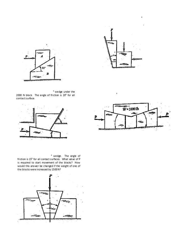 Wedge Friction and Force Calculations | PDF