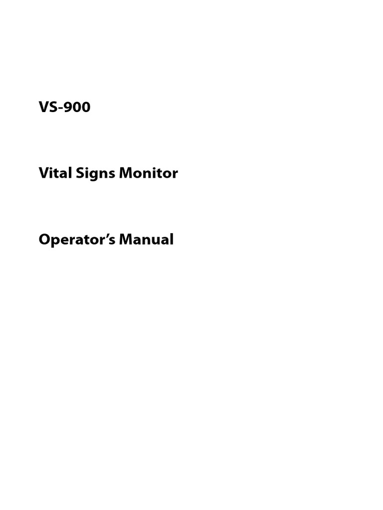 VS900 Operators Manual | PDF | Trademark | Blood Pressure