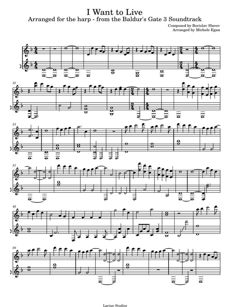 I Want to Live - Harp Arrangement | PDF | Composers | Music