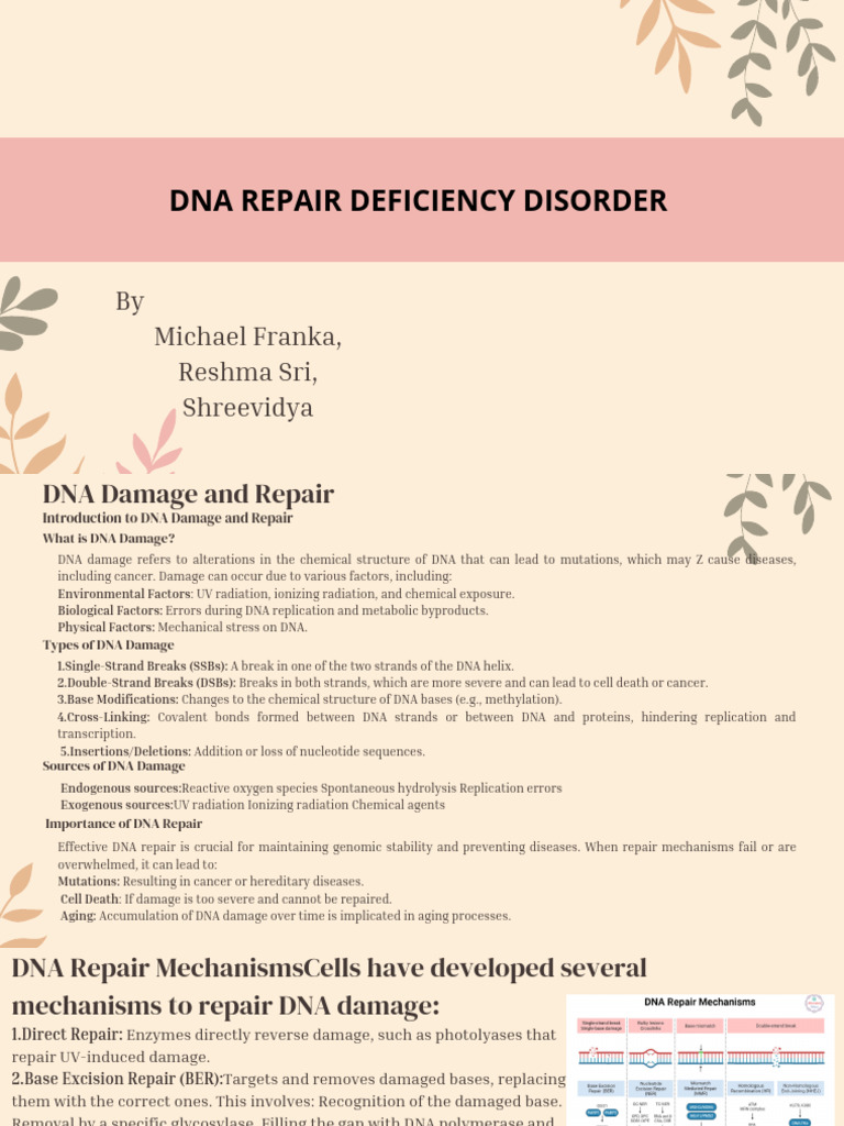 Dna Repair Deficiency Disorder Presentation | PDF | Dna Repair | Dna